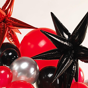 yeewaka black and red silver balloon garland arch kit 150pcs with Starburst Balloons for wedding Casino movie night theme birthday graduations prom 2024 new year eve Party decorations