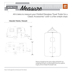 Classic Accessories Over Drive PolyPRO 3 Molded Fiberglass Travel Trailer Cover, Fits 11' - 13' Trailers, Camper RV Cover, Customizable Fit, All Season Protection for Motorhome, Grey/White