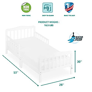 Dream On Me Classic Design Toddler Bed in White, Greenguard Gold Certified