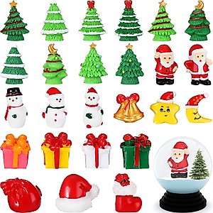 Blulu 25 Pieces Mini Christmas Santa Claus Figure Miniature Christmas Figurines Bulk Christmas Ornaments Xmas Mini Snowmen Santa Claus for Snow Globe Crafts DIY Snowy Dollhouse Decoration