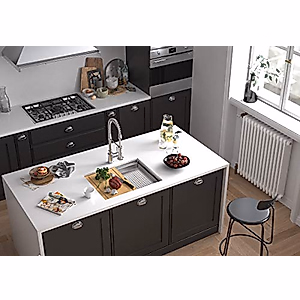 KORVOS Workstation Undermount 16 Gauge Single Bowl Bar Kitchen Sink with Bamboo Cutting Board and Accessories, 24 Inch, Stainless Steel