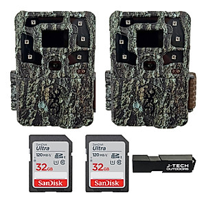 (2) Browning Strike Force Pro X 1080 Trail Game Camera Bundle Includes 32GB Memory Cards and J-TECH Card Reader (24MP) | BTC5PX1080