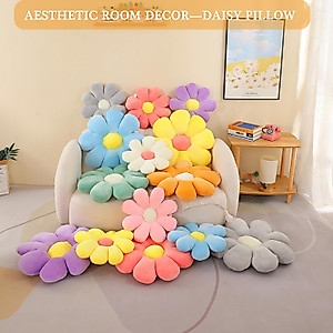 Menoeceus Flower Pillow, Daisy Pillow Flower Shaped Throw Pillow, Cute Decorative Pillows, Floor Pillow Seating Cushion, Plush Pillow Room Decor for Bedroom Sofa Chair (Green, 15.75")