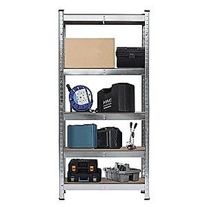 GOODSILO 5 Tier 59 Inch Tall Storage Shelves Heavy Duty Garage Storage Shelving Unit with Adjustable MDF Shelves Galvanized Metal Frame for Warehouse Pantry Kitchen Entryway Grey