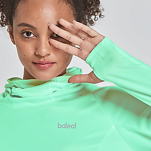 BALEAF Women's Hiking Long Sleeve Shirts with Face Cover Neck Gaiter UPF 50+ Lightweight Quick Dry SPF Fishing Running Hoddie Light Green Size L