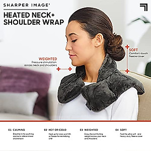 SHARPER IMAGE Warm & Cooling Herbal Aromatherapy Neck & Shoulder Plush Wrap Pad for Soothing Muscle Pain and Tension Relief Therapy, 100% Natural Lavender & Herb Spa Blend, Holiday Gift
