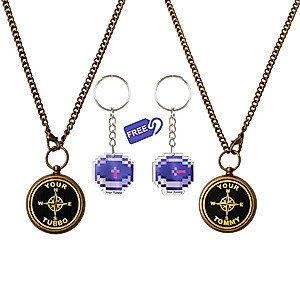 PORTHO Your Tubbo and Your Tommy friendship necklaces| Gifts for her, him, friends| Locket compass pair| myct, dream smp, funart, mine-craft| Tommy Tubbo keyring set FREE