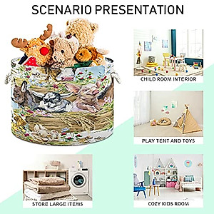 WELLDAY Cotton Rope Basket Farms Animals Baby Laundry Basket for Blankets Toys Storage Basket