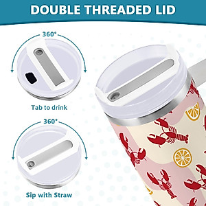 Slewiaeky Skinny Shrimp Lobster 40 oz Tumbler with Handle Straw and Lid Crayfish Stainless Steel Vacuum Insulated Reusable Water Bottle Glasses Travel Mug Thermal Cup for Home Office Car