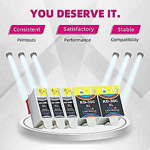 Intactech 30XL Compatible Kodak 30 Ink Cartridges K30XL 30B 30C Black Color Ink Combo Pack for Kodak ESP 3.2 C110 C310 C315 Office 2150 2170 Hero 3.1 5.1 Series Printer (3 Black, 2 Color)