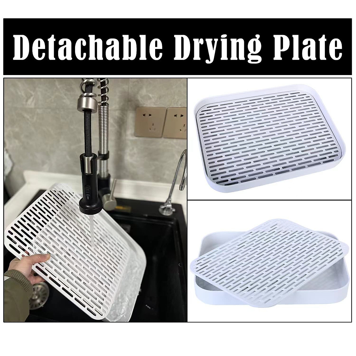 Zosenley 2-Tier Cups Mugs Drying Rack with Drain Tray , Kitchen Storage Organizer Shelf for Drinking Glass Bottle Bowls