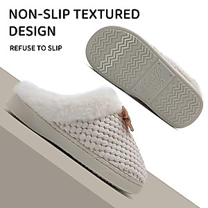 WateLves Girls Slippers Kids Memory Foam House Slipper Toddler Comfort Fuzzy Bedroom Shoes(Beige,24/25)