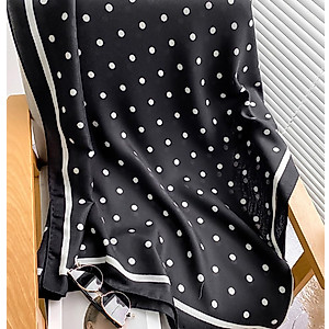 JERLA Women's Scarves Lady Light Soft Fashion Solid Scarf Wrap Shawl plaid scarf (Polka dot black)