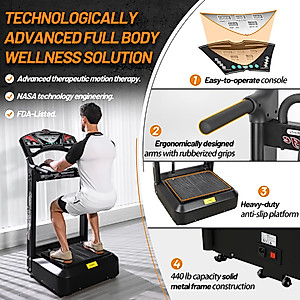 ps Vibrating Plate Exercise Machine, Whole Body Vibration Fitness Platform, Aerobic Training Fitness Vibration Equipment with Vibrating Pull Bands for Home Gym Workout、Family weight loss and body shap