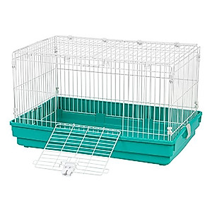 IRIS USA Medium Wire Animal House, Easy to Clean Cage with Wide Access Drop Down Door for Small-Sized Pets Animals Rabbits Guinea Pigs Rats, Green