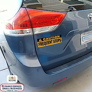 TOTOMO Caution This Vehicle Makes Frequent Stops Magnet 10"X3.5" Reflective Magnetic Safety Warning Sign Sticker for Carrier delivery Car Amazon Flex Driver (2 Pack)