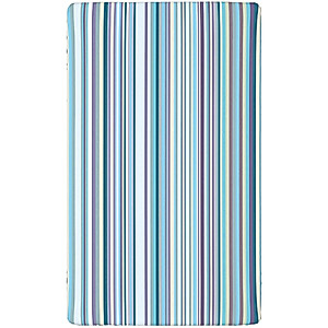 Striped Themed Fitted Mini Crib Sheets,Portable Mini Crib Sheets Soft Toddler Mattress Sheet Fitted-Crib Mattress Sheet or Toddler Bed Sheet,24“ x38“,Blue Lavender Cream