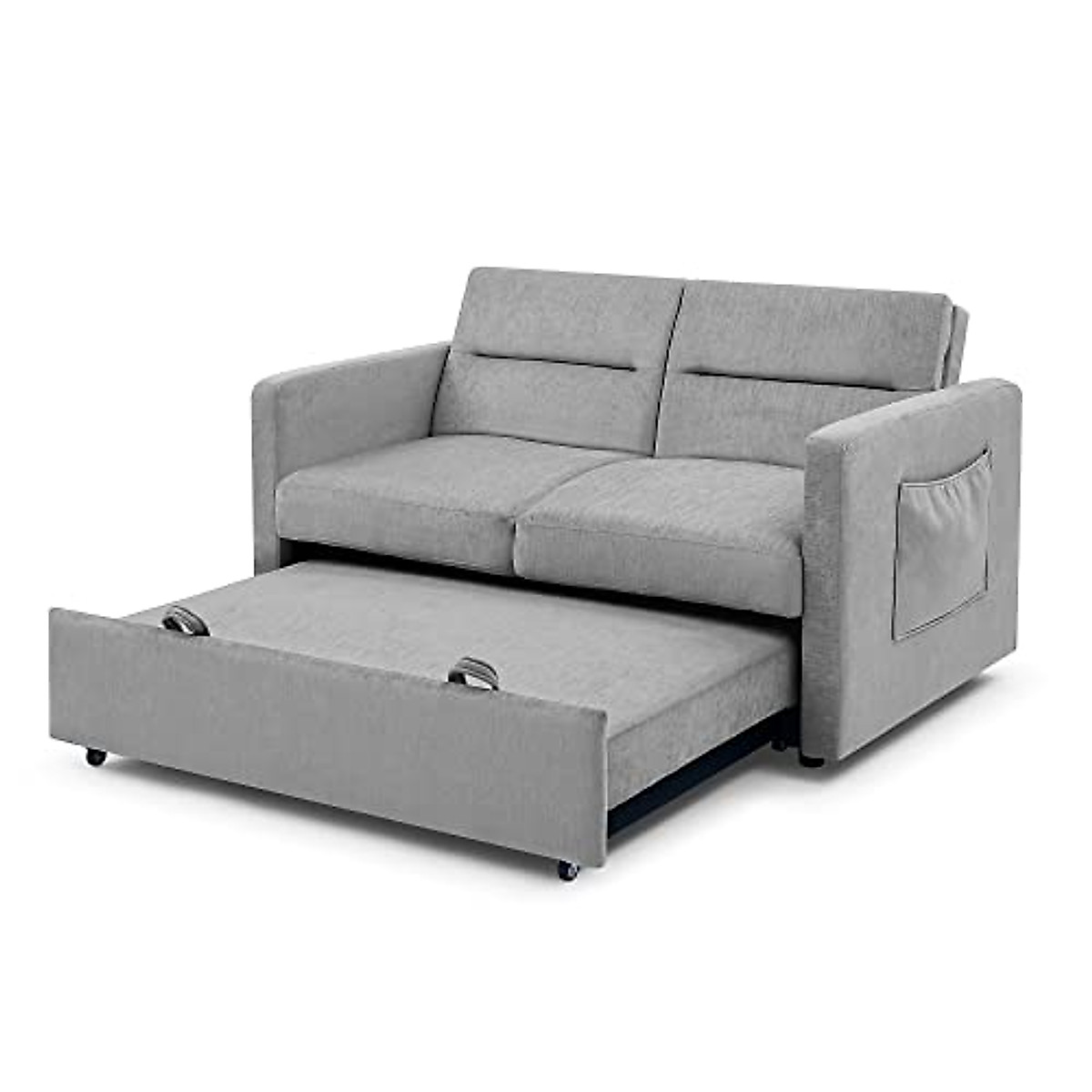 3 in 1 Convertible Loveseat Sofa with Pull-Out Sleeper&Adjsutable Backrest,Multi-Functional Folding Recliner Accent Futon Sofá Chair,Upholstered Lounge Chaise Couch Armchair for Living Room