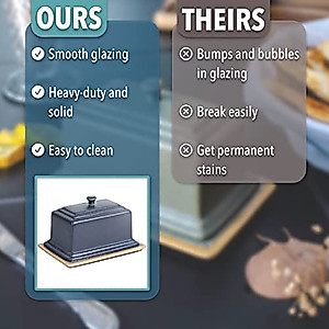 BTaT Large Butter Dish, 1lb Butter, Butter Dishes with Covers, Ceramic Fit All Sizes Butter, Blue, Ceramic Butter Dish with Lid, Butter Holder, Butter Dish with Lid, Mother's Day Gift