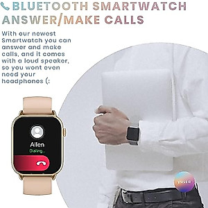 yussa Blood Pressure Smartwatch | Android Smartwatch &iPhone Compatible | Answer/Make Calls | Speaker | 2Straps | 1.86'' Full Screen | Fitness &Health Tracking | +20 Sports | Man and Woman (Pink)