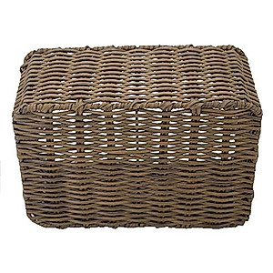 HDKJ PP Tube Storage Basket with handle,Rectangular storage basket,Decorative Home Storage Bins. (Brown, Small)