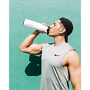 ZULU Ace 24oz Vacuum Insulated Stainless Steel Water Bottle with Chug Spout, Leak-Proof Locking Lid and Removable Base, Metal Reusable Bottle for Sports Gym Travel, White