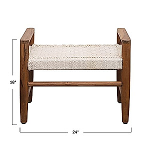 Bloomingville Teak Wood & Hand-Woven Cotton Rope, Natural Bench