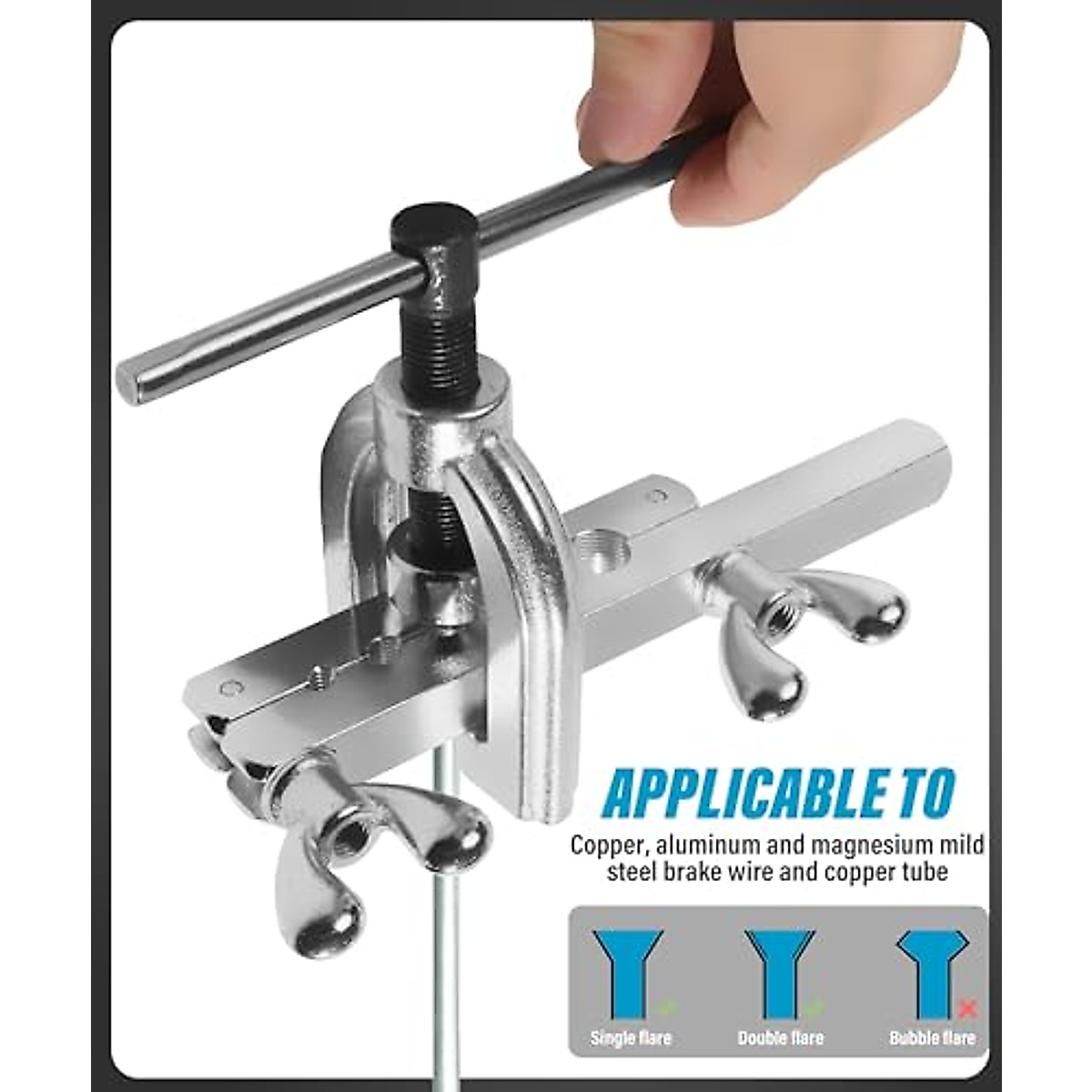 YAKEFLY 25 ft 3/16 Copper Coated Brake Line Kit with 16 Fittings and 4 Unions Brake Line Fittings,Brake Line Double & Single Flaring Tool Kit,Fits for Most Hydraulic Braking Systems (Silver)