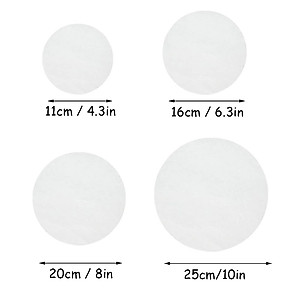 ISKYBOB 200 Sheets Round Parchment Paper 4 Sizes Disposable Cake Liners White Circle Grease Proof Food Wrapper Non-stick Pastry Mat for Baking, Grilling, Frying