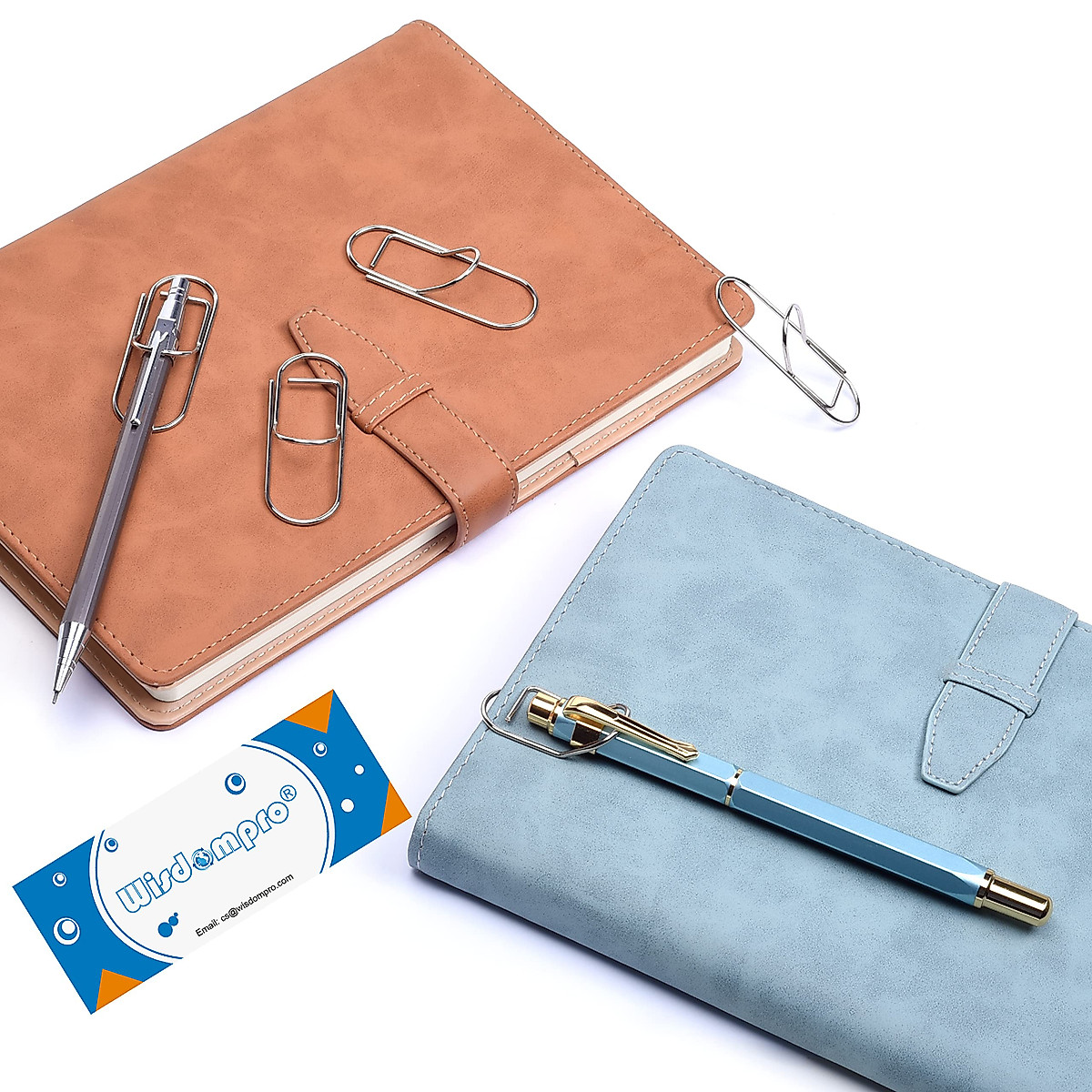 Wisdompro Pen Clip, 12 Pack Stainless Steel Pen Clip Holder for Notebook, Books, Journal, Clipboard, Paper, etc. - Fits Almost Any Pen Size (Silver)