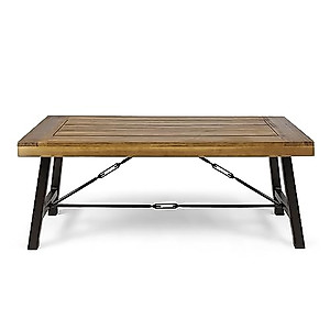 Christopher Knight Home Catriona Outdoor Acacia Wood Coffee Table, Teak Finish / Rustic Metal Brown and Black
