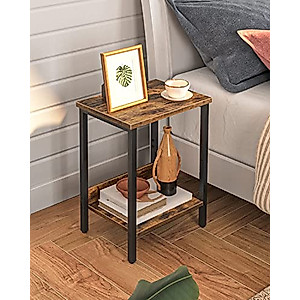 ALLOSWELL End Table, Side Table with Storage Shelf, Nightstand for Small Spaces, Bedside Table, for Living Room, Bedroom, Easy Assembly, Rustic Brown ETHR5001