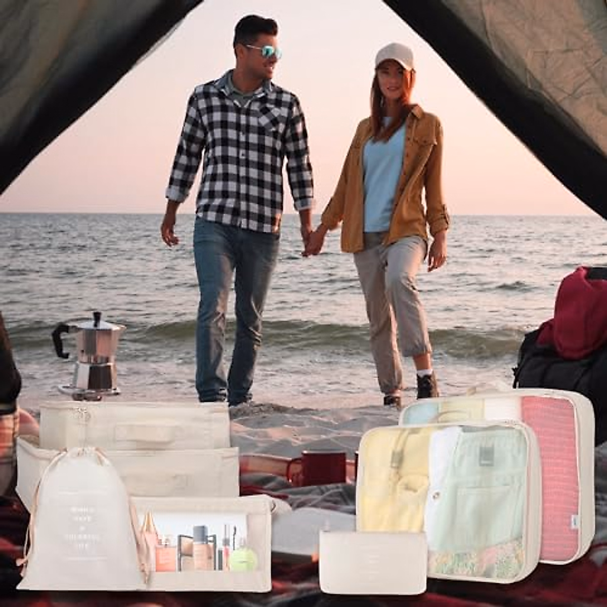 Travel Packing Organizers，7-piece organizer set, travel essentials travel accessories for carry-on luggage, organizer set, travel ba (Mickey)