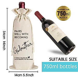 Pokolllee EST 2025 Godmother Proposal Gift for First Time Godmother, New Godmother EST 2025 Wine Glass Gift, New Godmother Pregnancy Announcement Wine Bag, Novelty Baptism Gifts for Godmother