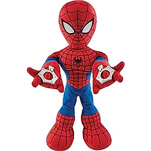 Marvel Spider-Man Plush Toy, City Swinging Soft Doll, 11-inch Super Hero Figure with Web-Swinging Action, Lights and Sounds