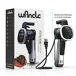 Sous Vide Cooker, Wancle Thermal Immersion Circulator, with Recipe E-Cookbook, Accurate Temperature Digital Timer, Ultra-quiet, 850 Watts, 120V, Stainless Steel/Black