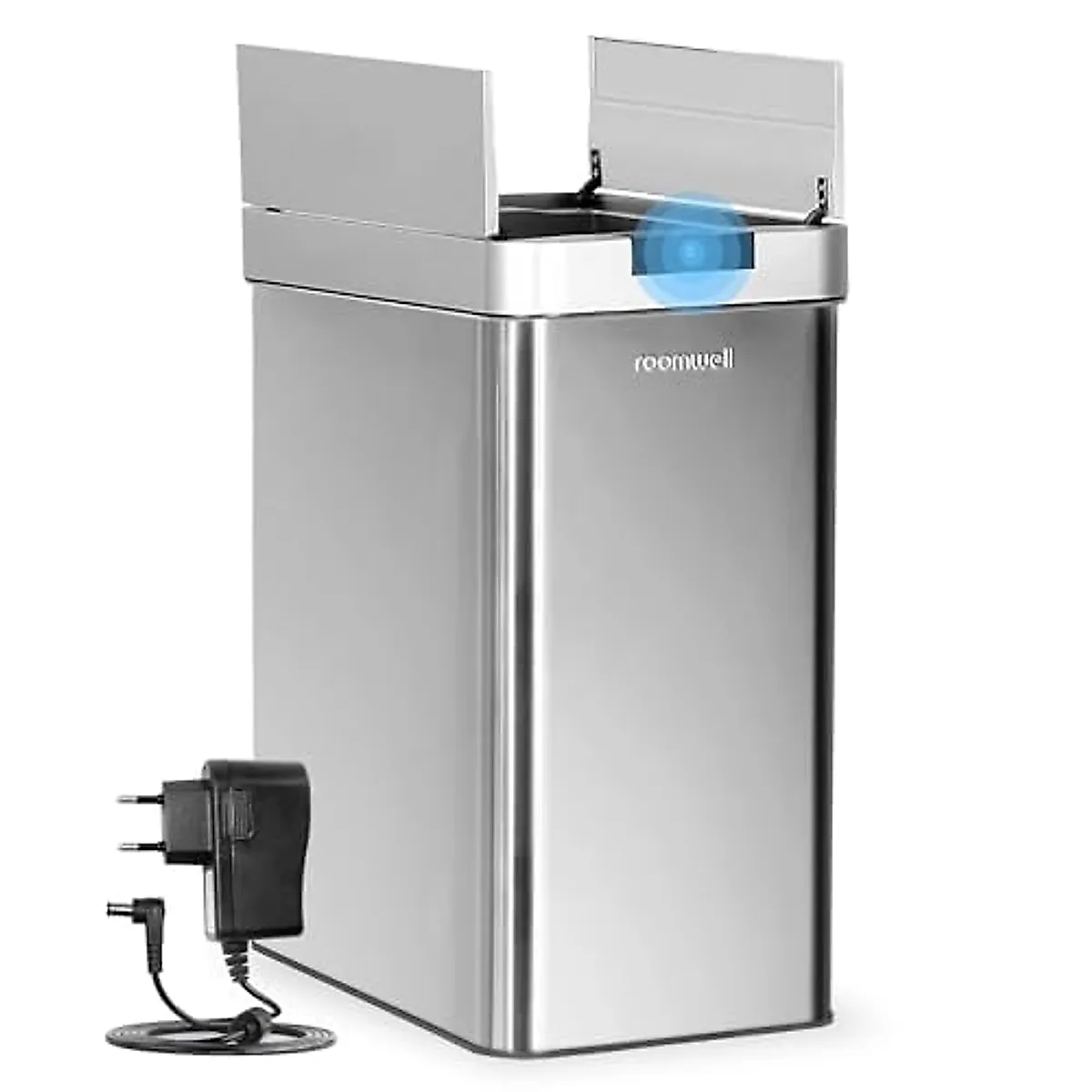 roomwell Automatic Trash Can Kitchen 13+ Gallon - Stainless Steel Garbage Can Touchless with Motion Sensor Lid and Infrared Light with AC Power Adapter (Limitted Edition 2.5 Gallon)