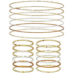 18 Pcs Beads for Waist Beads Chains for Women African Waist Ankle Bracelets Body Chains, Stretchy Waist Beads Chain (Retro Style)