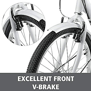 Adult Tricycle Bike 1/7 Speed 3-Wheel for Shopping W/Installation Tools Three-Wheeled Bicycle for Men and Women (White)