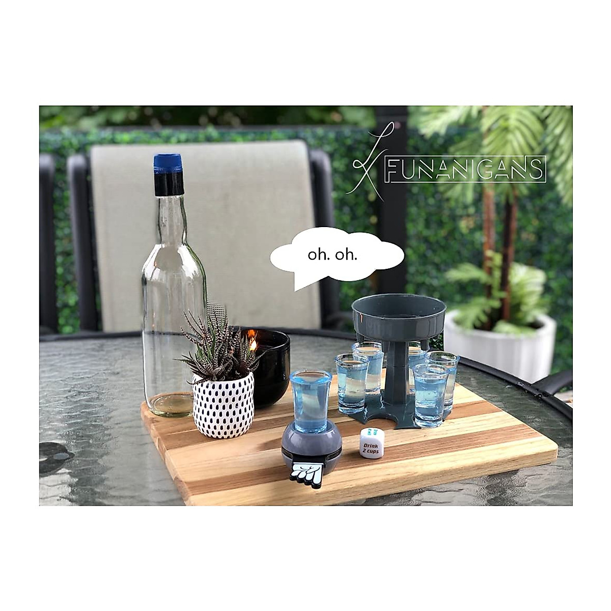 6 Shot Glass Dispenser and Holder (Includes 6 shot cups) with Shot Twister and 1pc Game Dice. Shot Dispenser, Shot Holder, Shot games, Drink Dispenser. Dark Grey, For All Types of Drinks