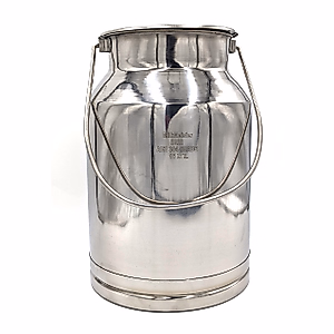 15 Qt Milk Can Tote, Stainless Steel with Lid and Handle 4 Gallon