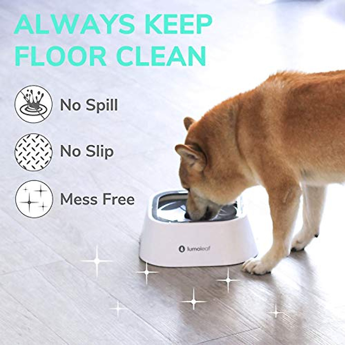 LumoLeaf Dog Water Bowl, Dog Bowl No-Spill Pet Water Bowl 35oz, Slow Water Feeder Dog Bowl, Vehicle Carried Dog Water Bowl for Dogs/Cats/Pets
