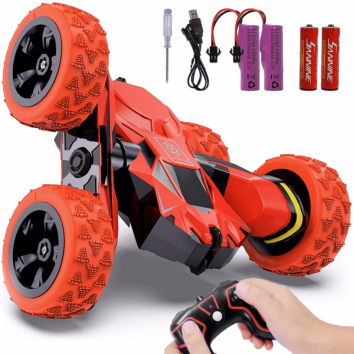 Fixget Remote Control Car RC Car, 4WD 2.4 GHz Remote Control Stunt Car Toys Double Sided Rotating Vehicles 360°Flips, Kids Outdoor Indoor Toys Birthday Gift for Boys Girls (Included Battery)