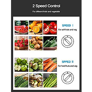 Juicer Machine, 500W Centrifugal Juicer Extractor with Wide Mouth 3” Feed Chute for Fruit Vegetable, Easy to Clean, Stainless Steel, BPA-free, by QCen (Black)