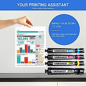 Versalink C8000 Toner Cartridge Set - DRAWN 5 Pack 106R04037 106R04034 106R04035 106R04036 Toner Replacement for Xerox Versalink C8000 Printer (2BK/1C/1M/1Y)