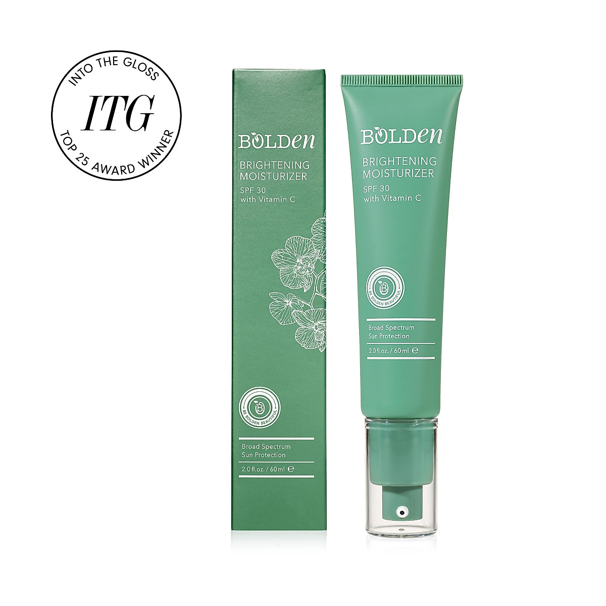 Bolden SPF 30 Brightening Face Moisturizer with Vitamin C | Broad Spectrum UVA/UVB Sunscreen | Applies Clear without Chalky Residue | Ideal for Melanin Rich Skin | 2.0 FL Oz
