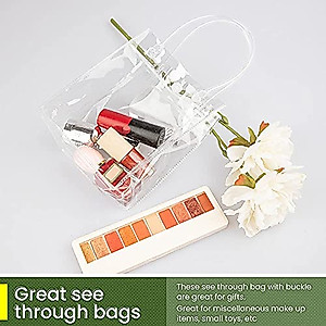 RAYNAG 6 Pack Transparent PVC Gift Wrap Bag with Handles, Reusable Merchandise Retail Shopping Bags, S