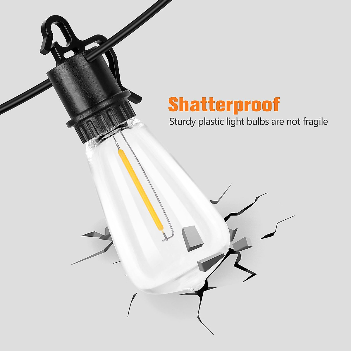 OOOLED Solar String Lights Outdoor Waterproof 35FT with Shatterproof ST38 LED Bulbs, 2700K Solar Lights with Remote, Solar String Lights for Outside, Camping, Yard