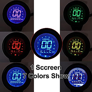 Aramox Motorcycle Speedometer, 12V Universal Motorcycle Multi‑Functional Meter Tachometer Odometer Fuel Gauge Speedmeter(Black)