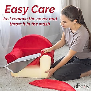 ABABY.COM Red Toddler Foam Chair - Comfy Reading Chair for Kids with Removable Cover- Lightweight Baby Chair